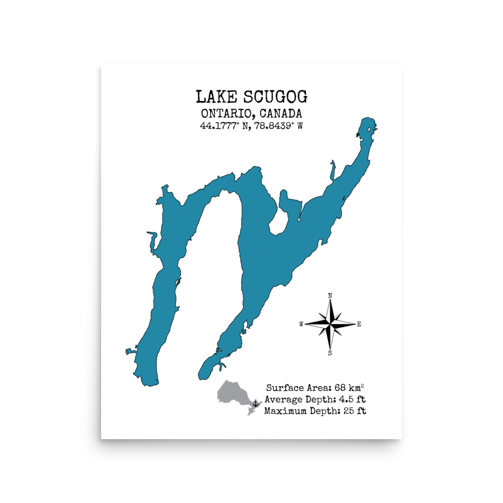 Lake Scugog Lake Map - Poster - Lakefront Designs