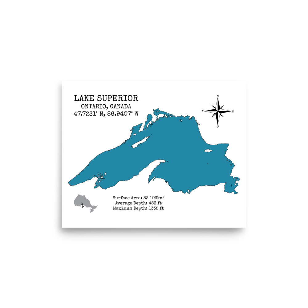 Lake Superior Lake Map - Poster - Lakefront Designs