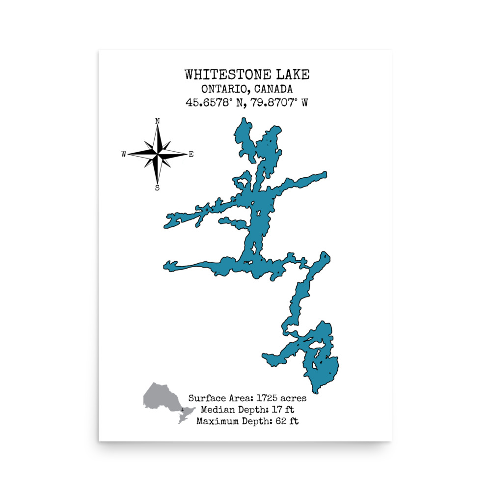 Whitestone Lake - Lake Map Poster - Lakefront Designs